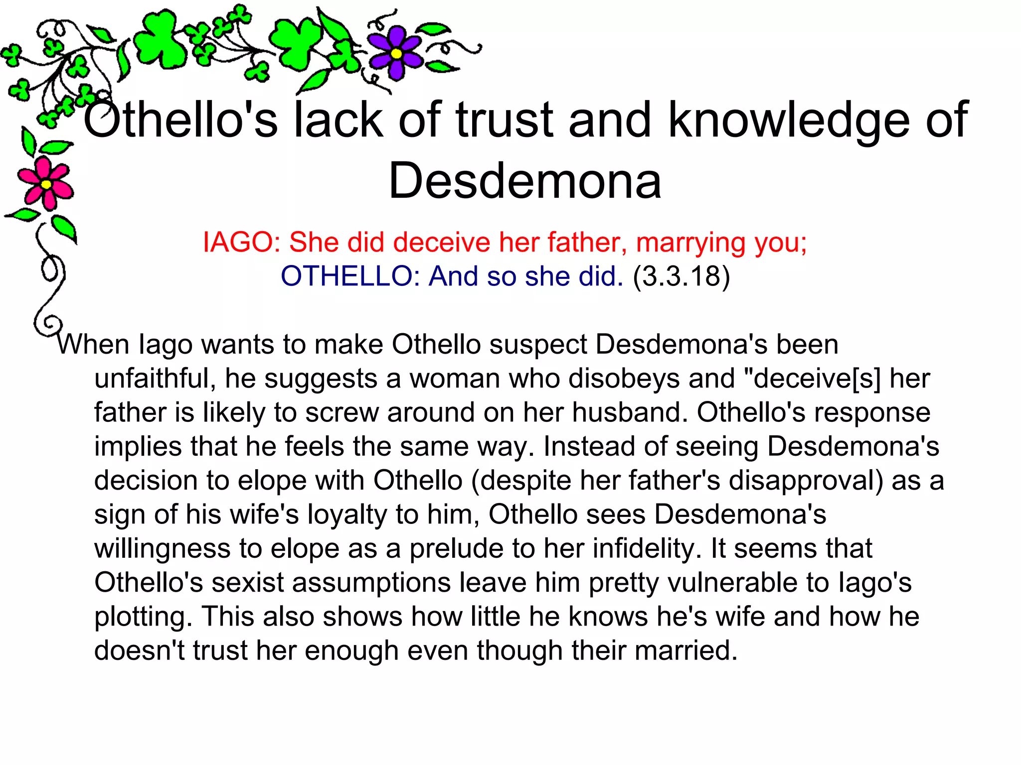 Love Between Desdemona And Othello | PPT