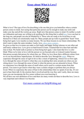 Love Definition Essay Examples | PDF