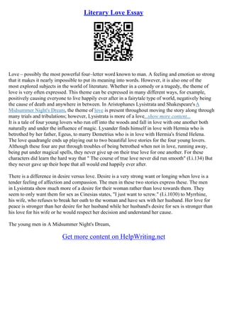 Love Essays Example | PDF