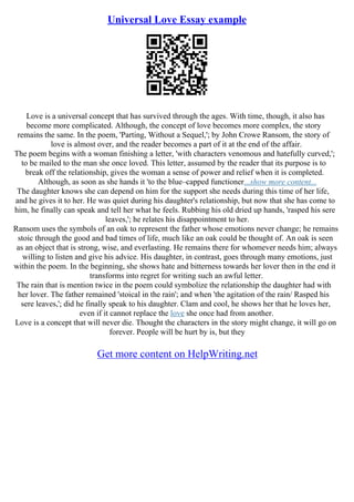 Love Essays Example | PDF