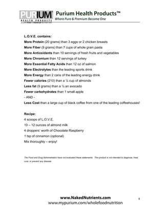 L.O.V.E. Super Meal by Purium | PDF