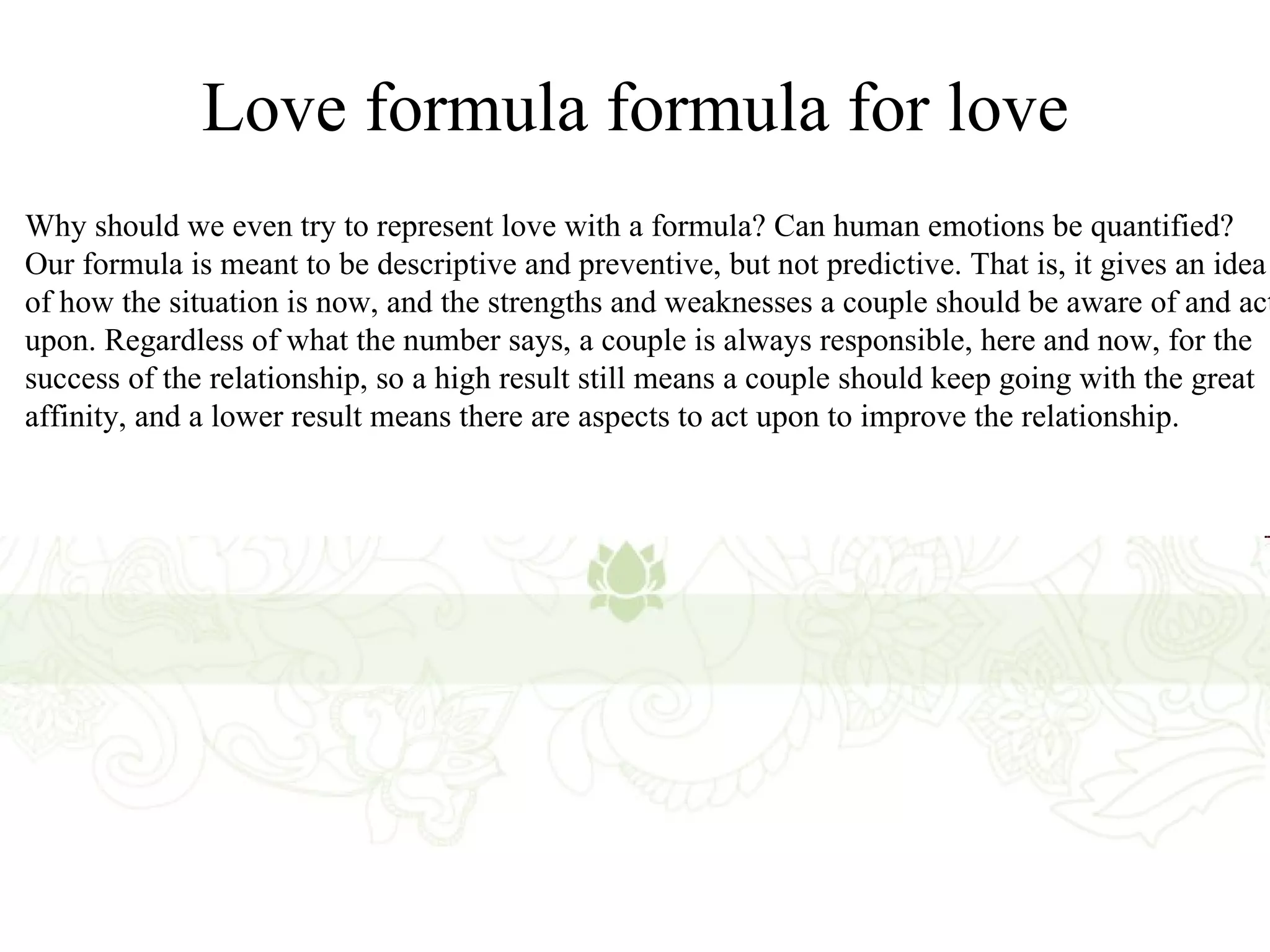Love formula formula for love | PPT