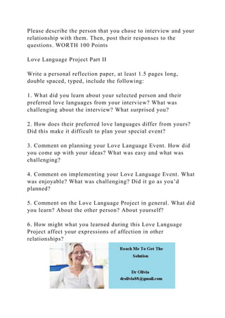 Love Language Project Part IObjectiveTo demonstrate the pri.docx