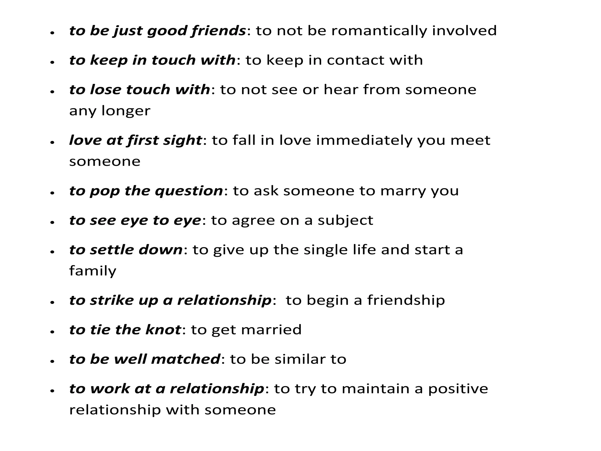 Love relationship vocabulary | PPTX