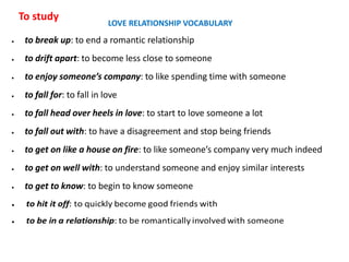 Love relationship vocabulary | PPTX