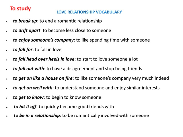 Love relationship vocabulary | PPTX