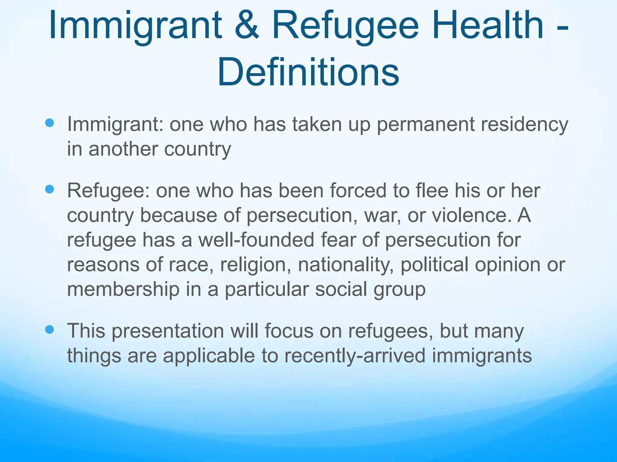 Evidence-Based Care of Your Immigrant & Refugee Patients | PPTX