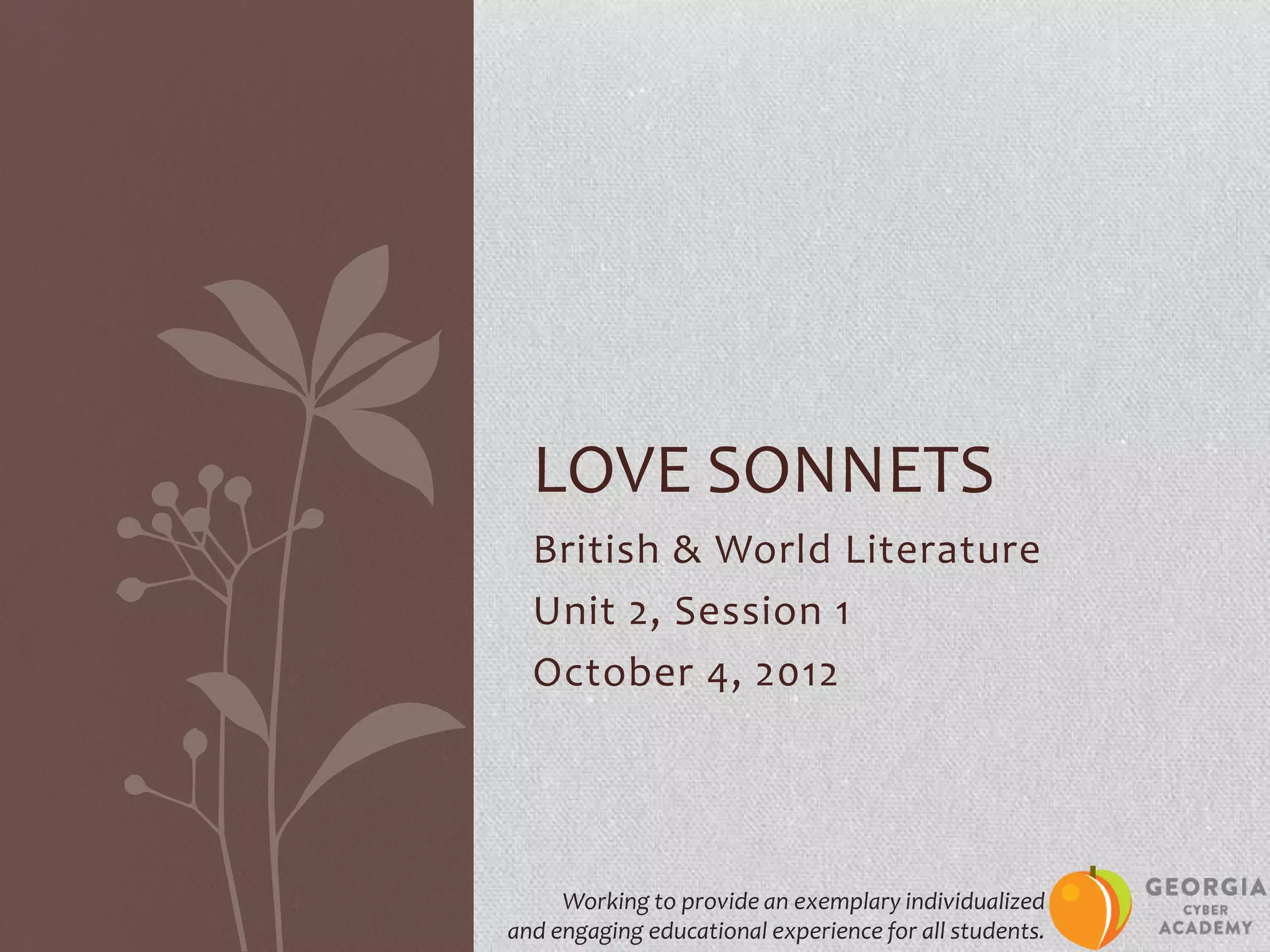Love sonnets week 1 ss lms | PPTX