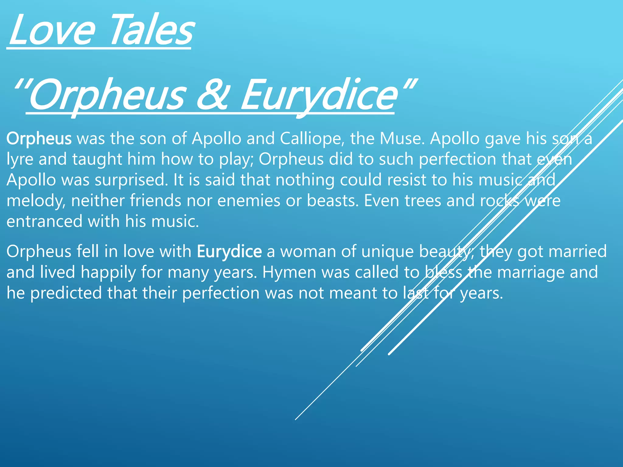 Love Tale Orpheus & Eurydice | PPTX
