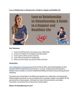 Love vs Relationship vs Situationship_ A Guide to a Happier and ...