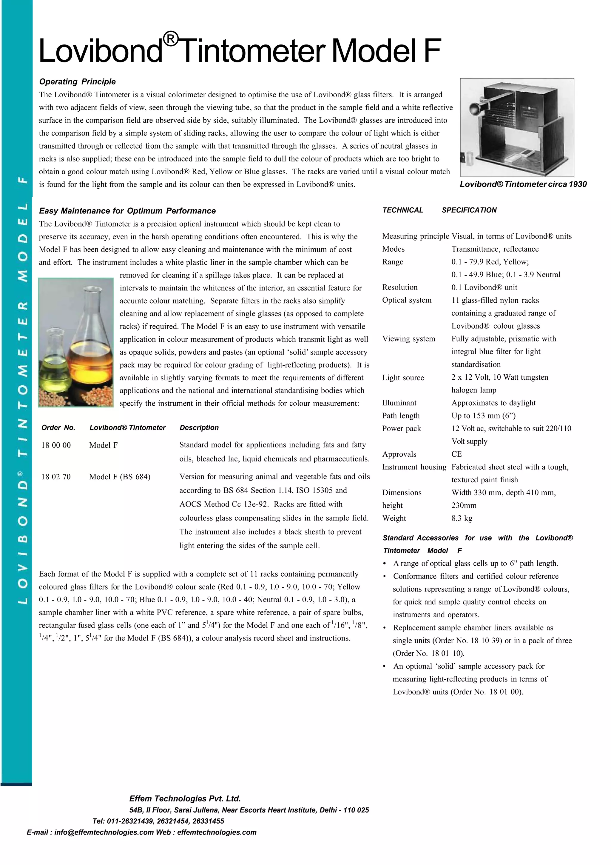 Lovibond Model F | PDF