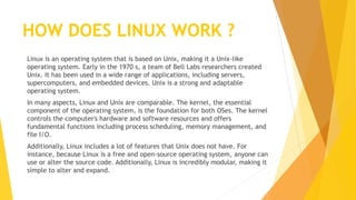 Linux operating system | PPTX | Computing | Technology & Computing
