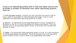 Linux operating system | PPTX | Computing | Technology & Computing