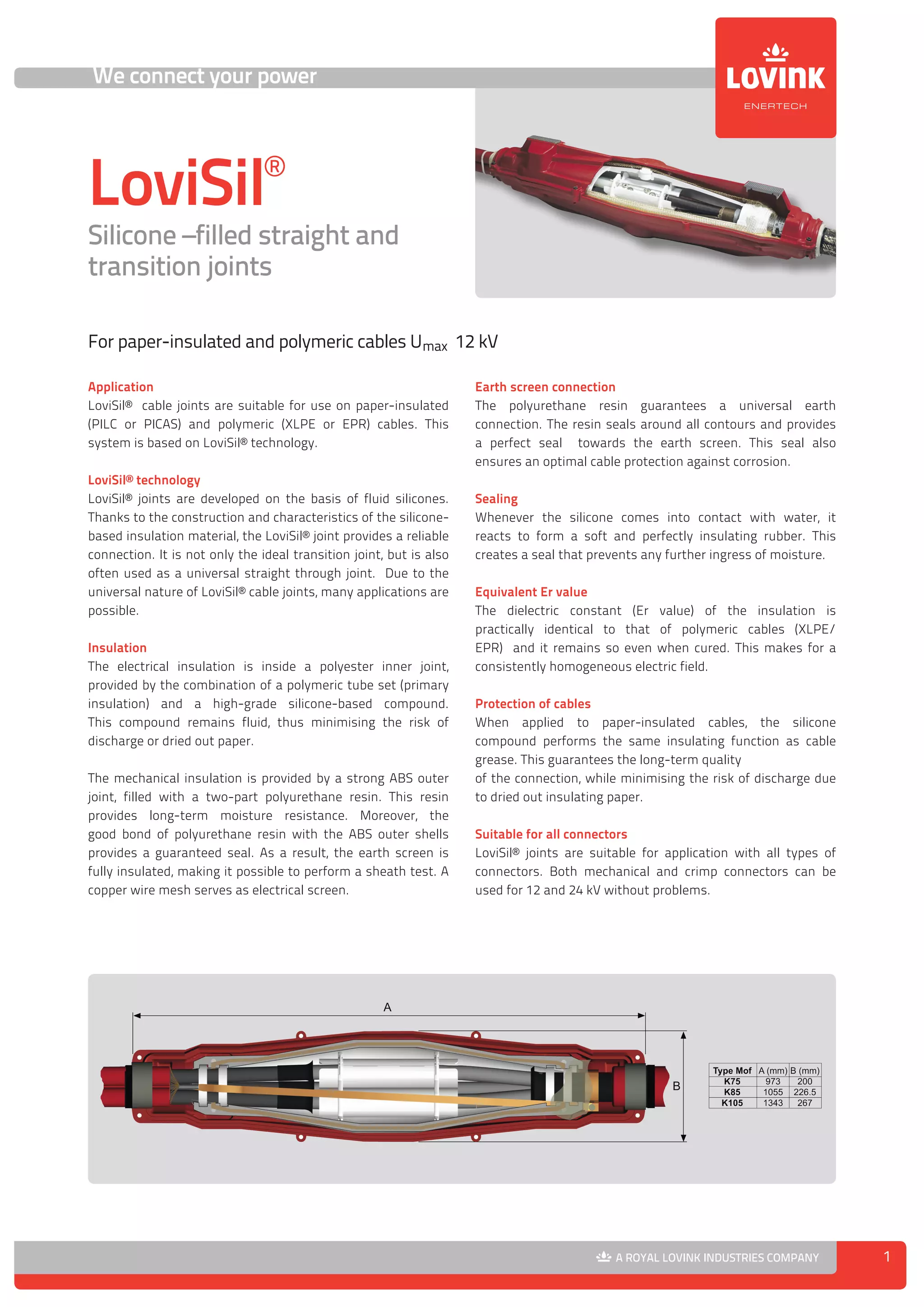 Lovink Enertech Medium Voltage LoviSil Cable Joints (Paper & Polymeric ...