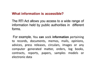 The Right To Information Act (RTI), 2005 | PPTX