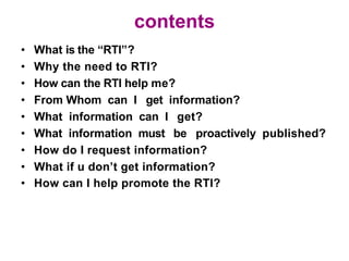 The Right To Information Act (RTI), 2005 | PPTX