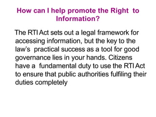 The Right To Information Act (RTI), 2005 | PPTX