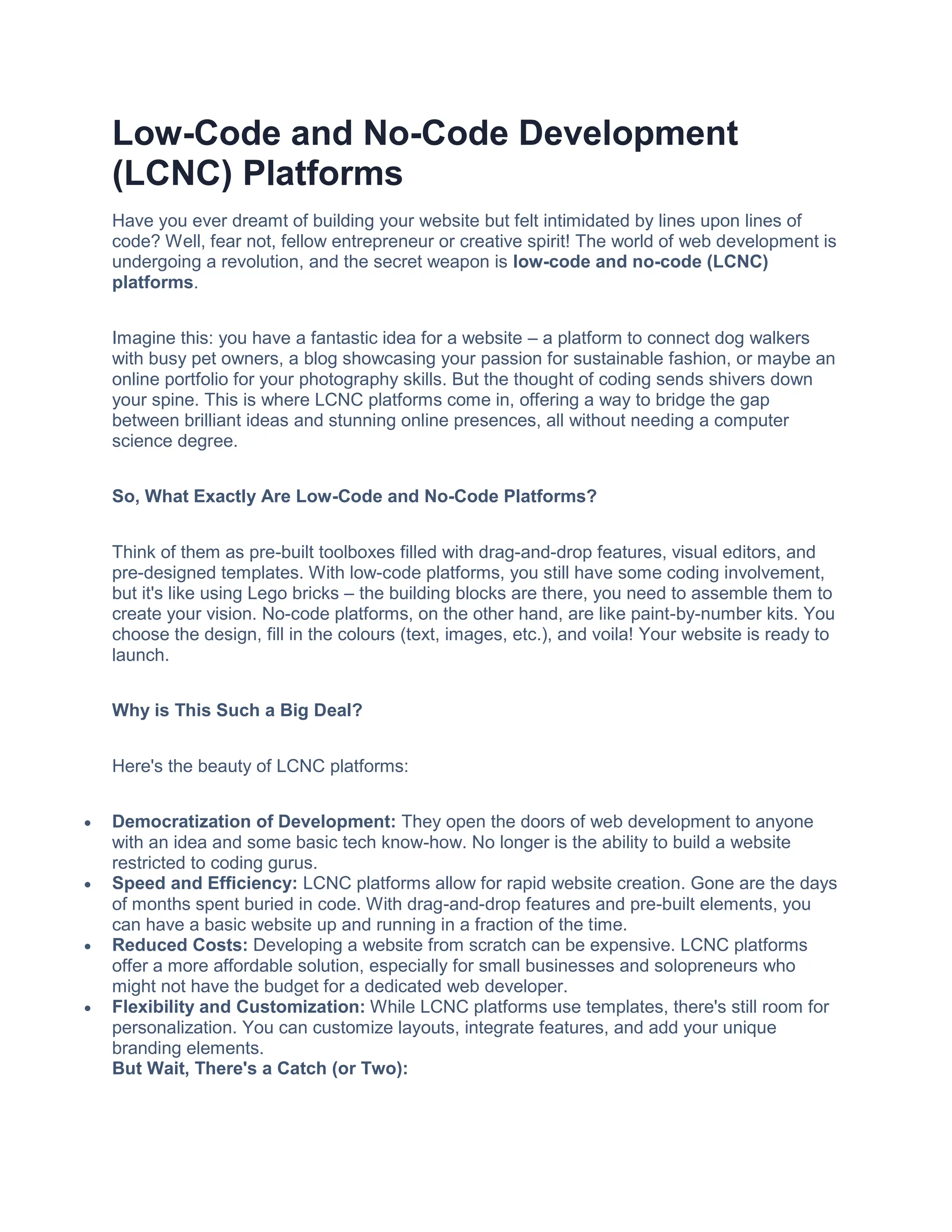 Low-Code and No-Code Development (LCNC) Platforms | PDF