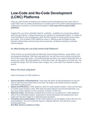 Low-Code and No-Code Development (LCNC) Platforms | PDF | Web Development | Internet