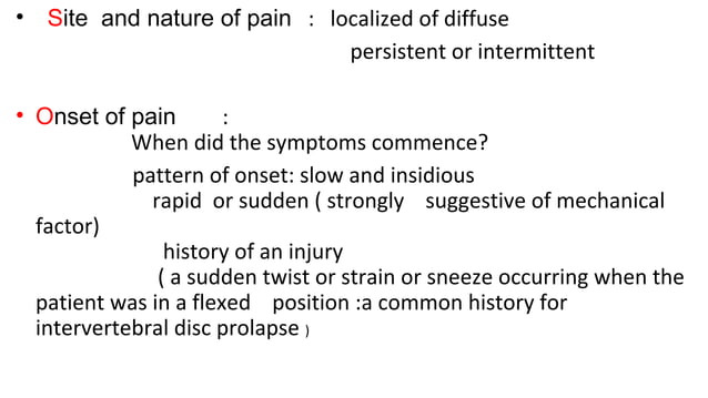 History of Low back-pain | PPT | Bone and Joint Conditions | Diseases ...