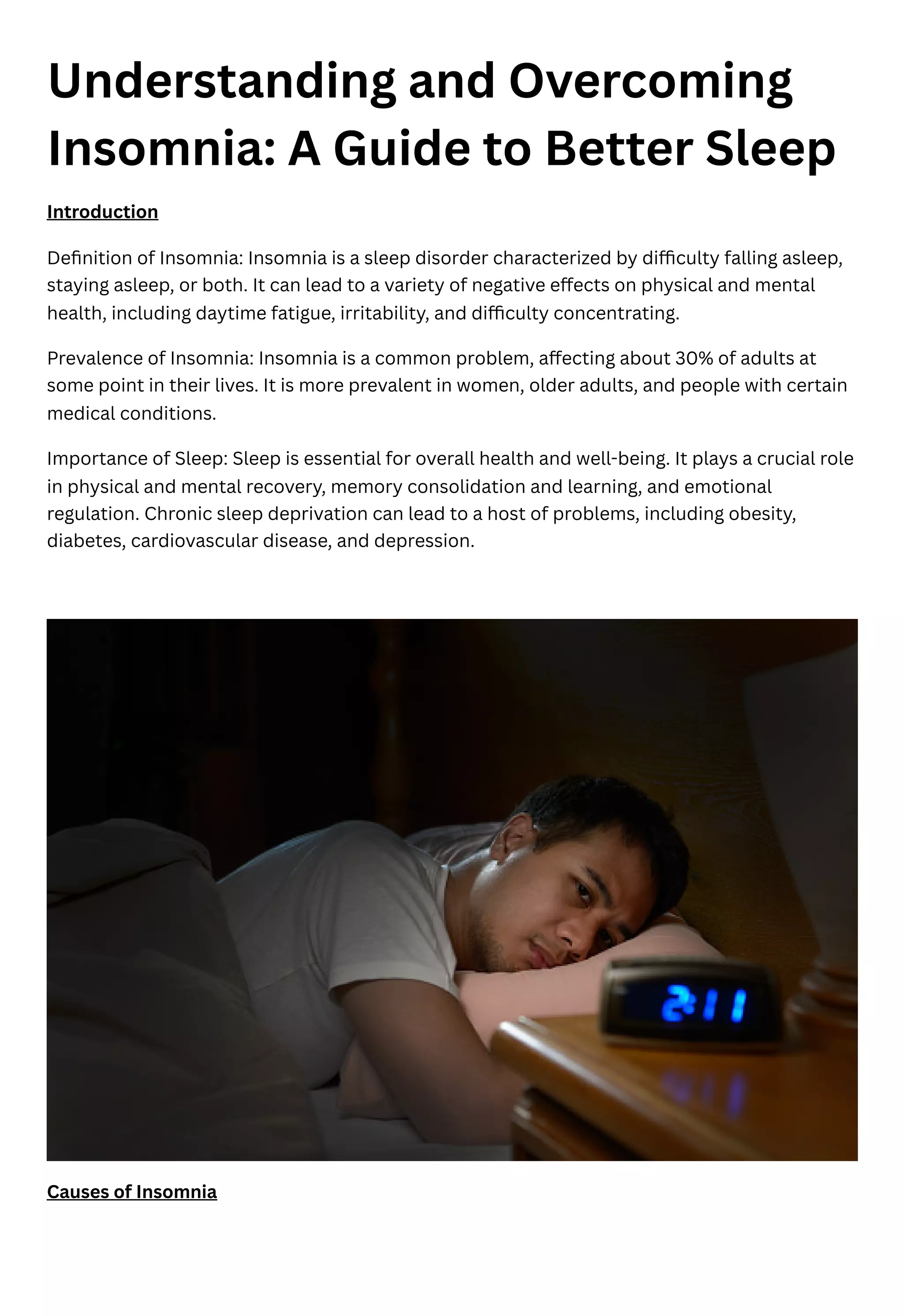 Understanding and Overcoming Insomnia: A Guide to Better Sleep | PDF