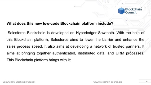 Low Code Blockchain Platform For Crm By Salesforce Ppt