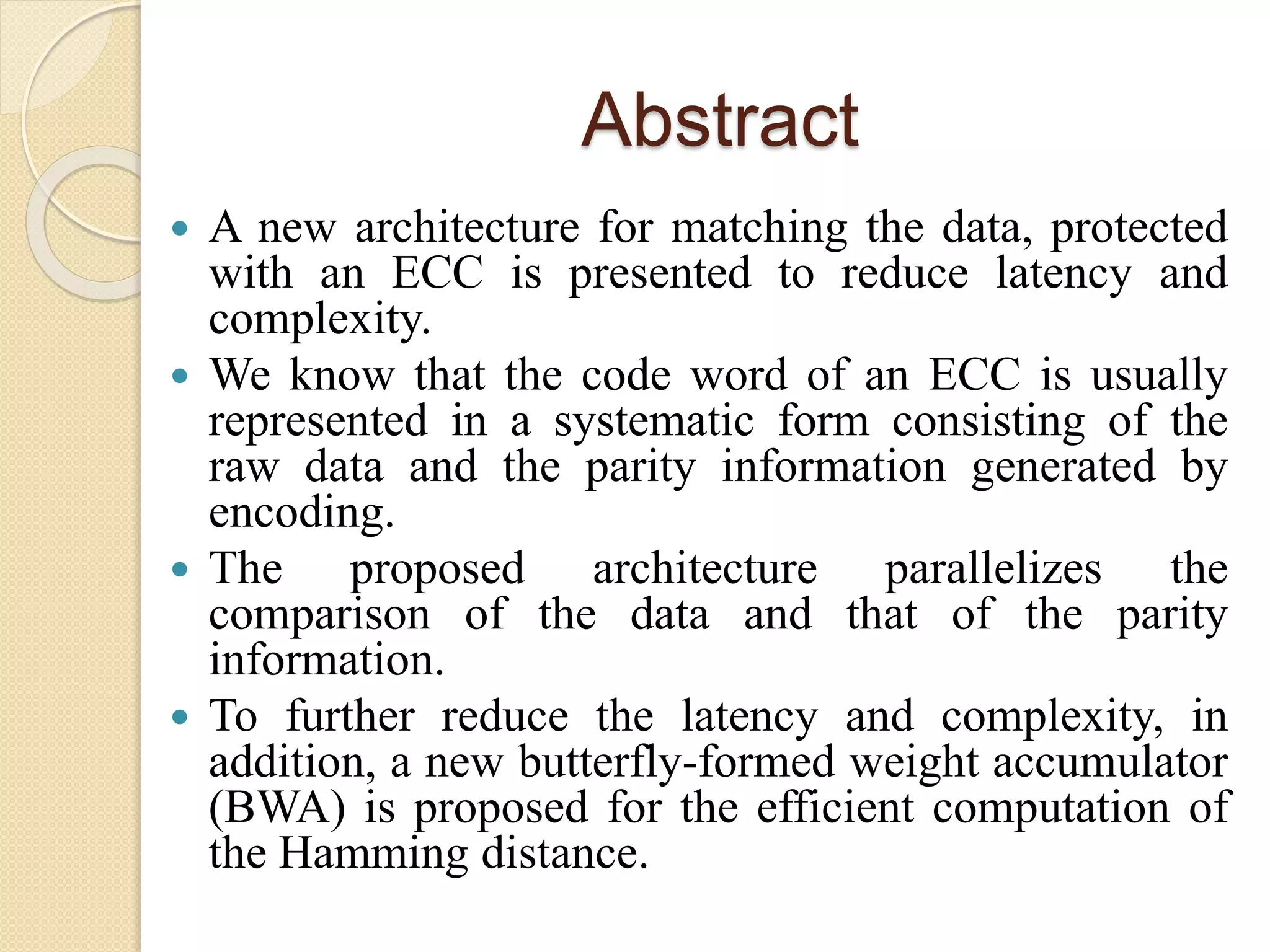 Low Complexity Low Latency Architecture For Matching Ppt 