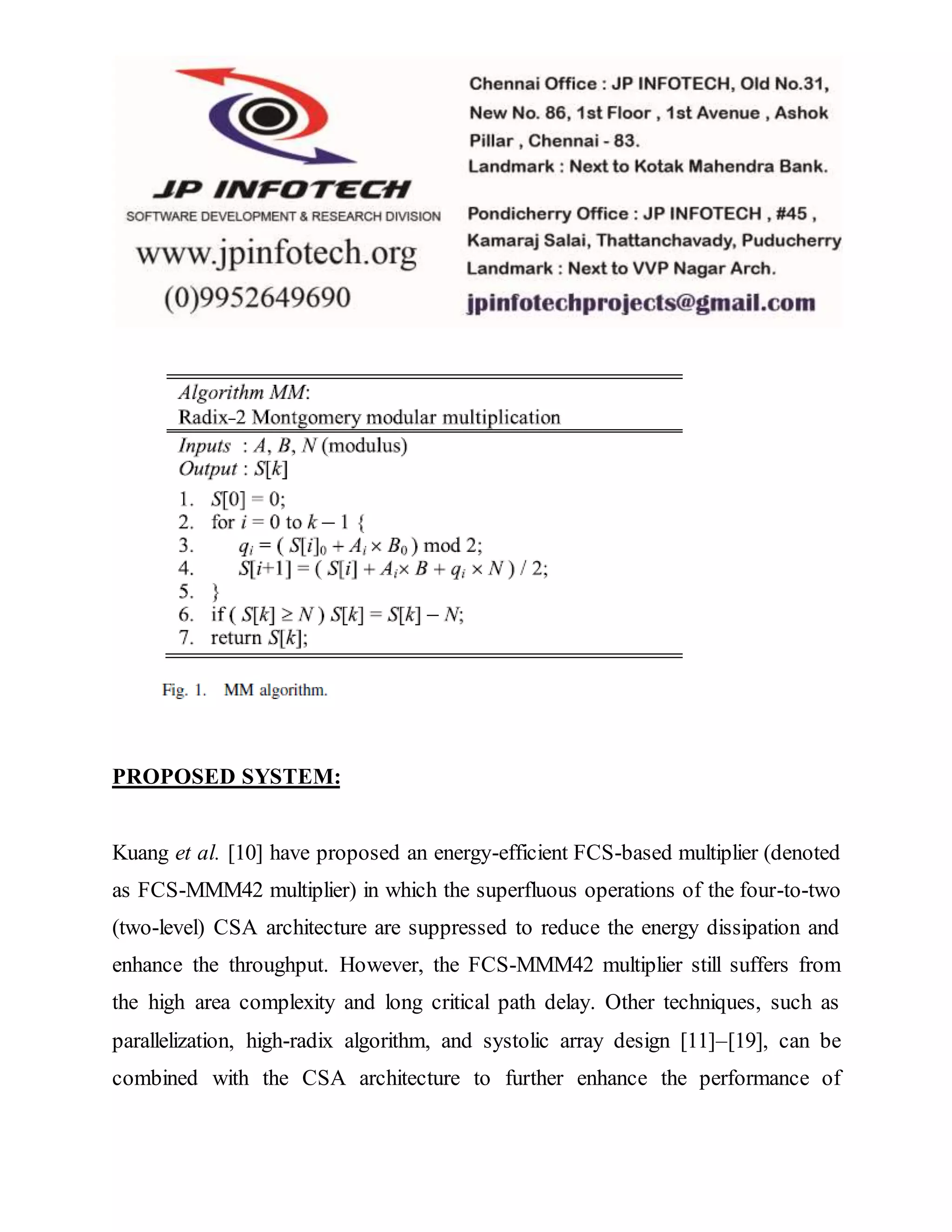 Low cost high-performance vlsi architecture for montgomery modular multiplication | PDF