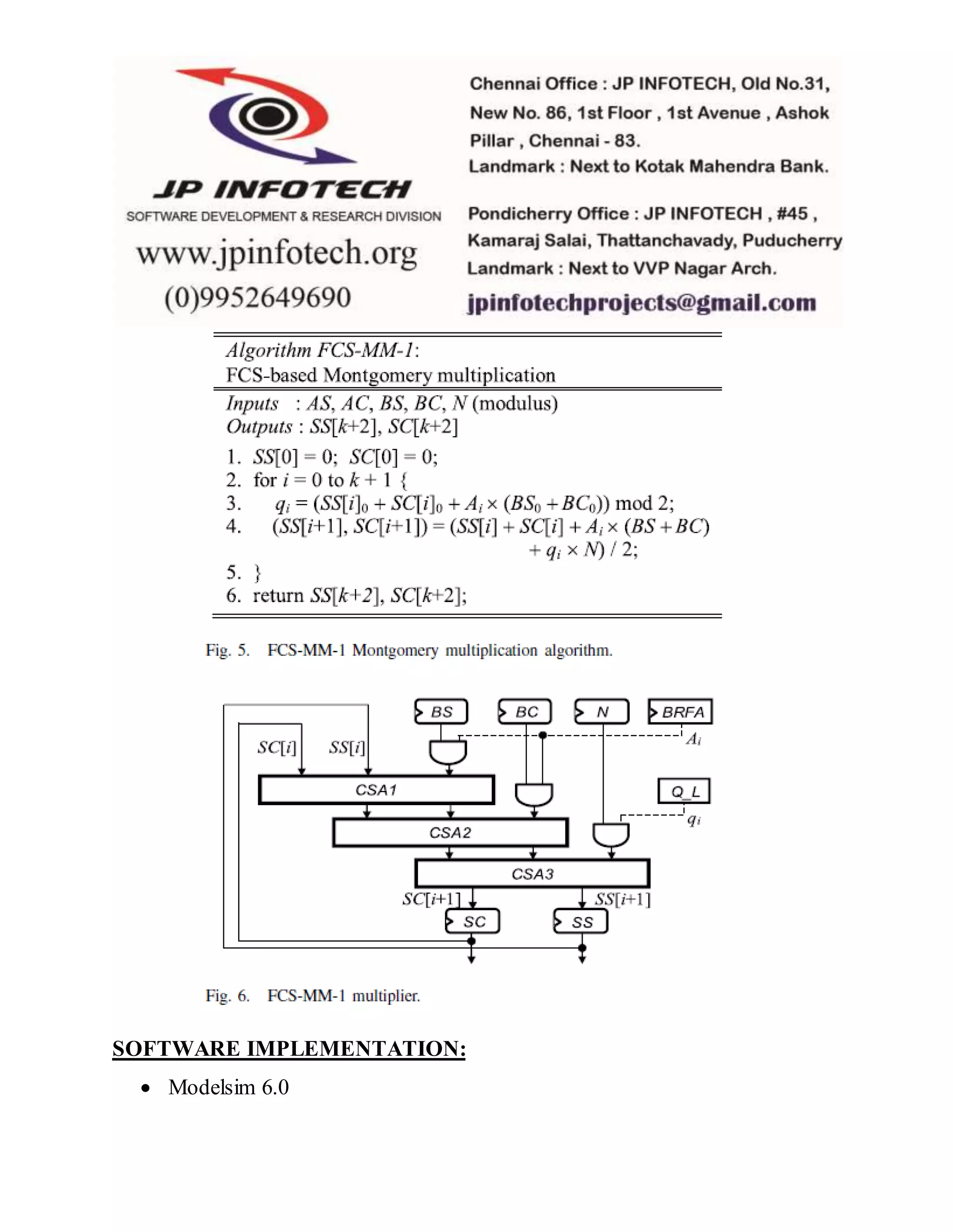 Low cost high-performance vlsi architecture for montgomery modular ...