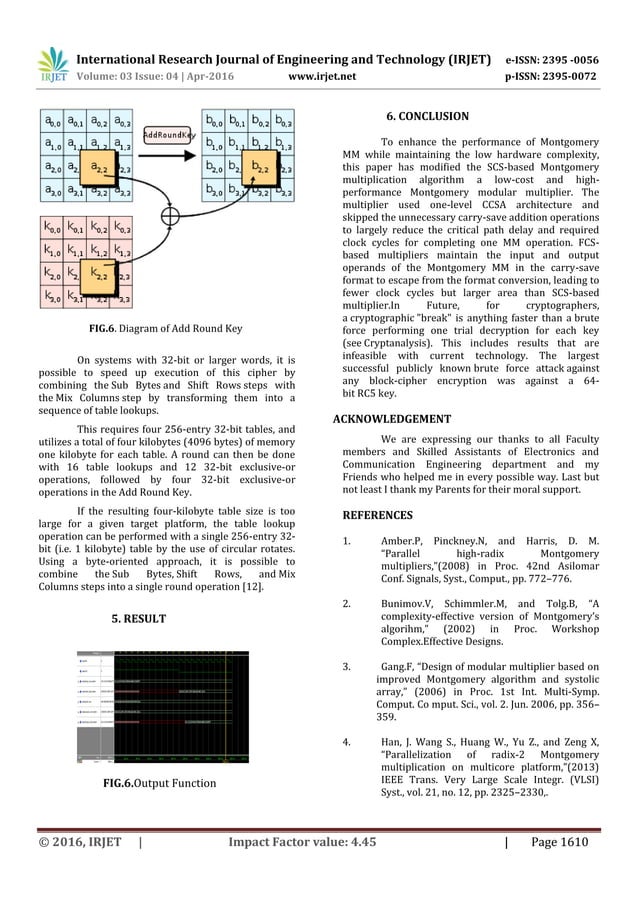 Low cost high-performance vlsi architecture for montgomery modular multiplication | PDF