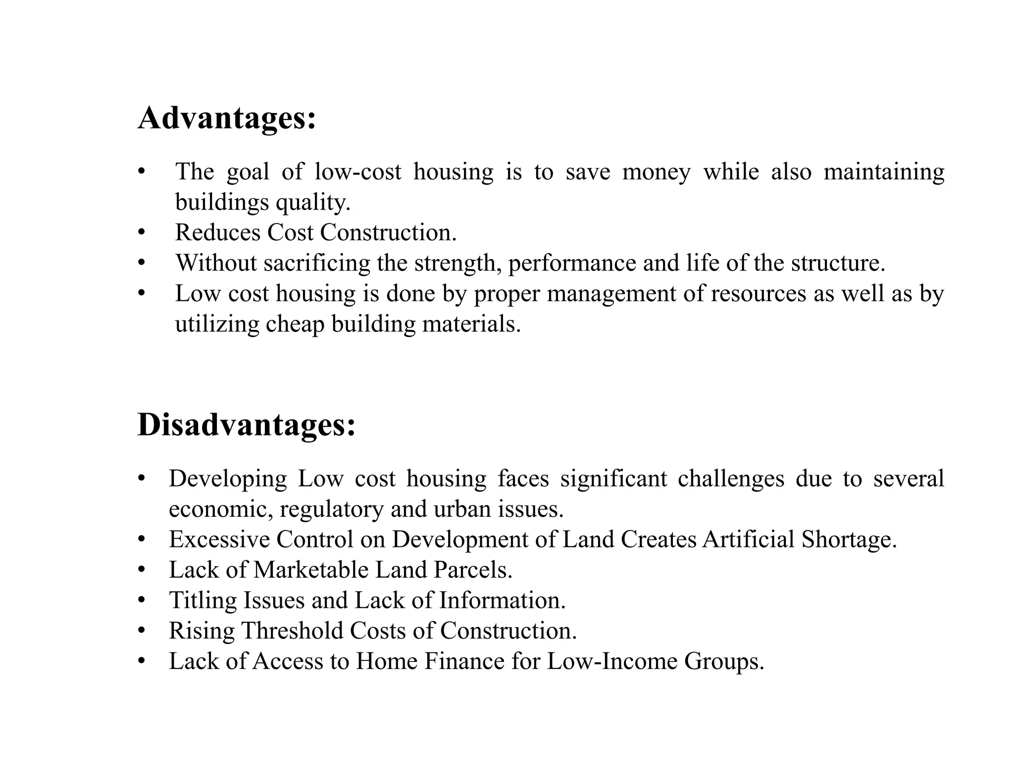 Study of LOW-COST HOUSING, AFFORDABLE HOUSING, SUSTAINABLE HOUSING ...