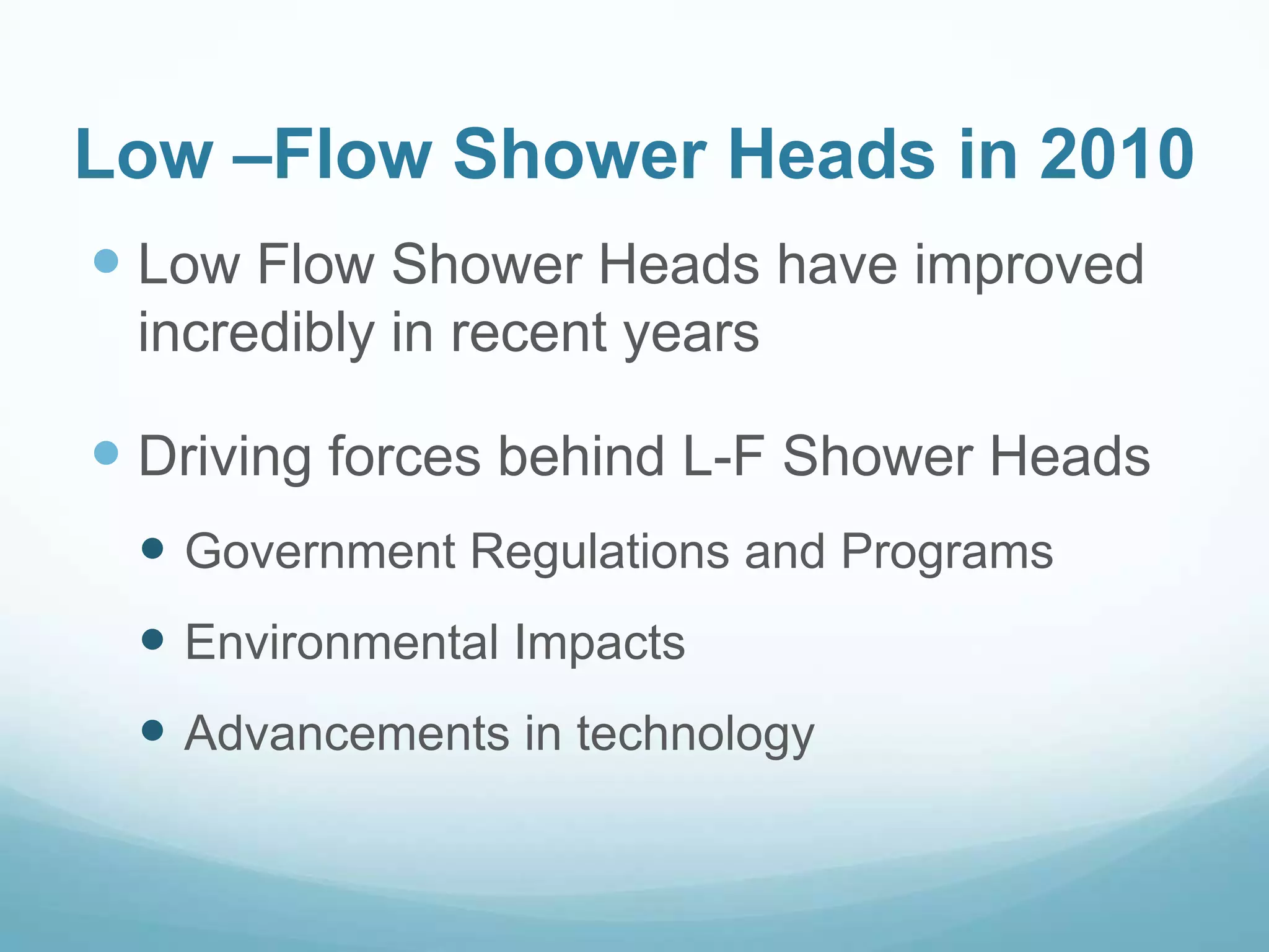 Low flow shower heads presentation complete | PPTX