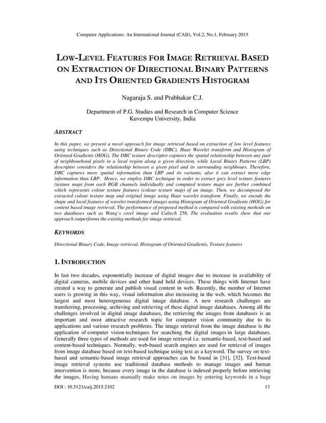 Low level features for image retrieval based | PDF