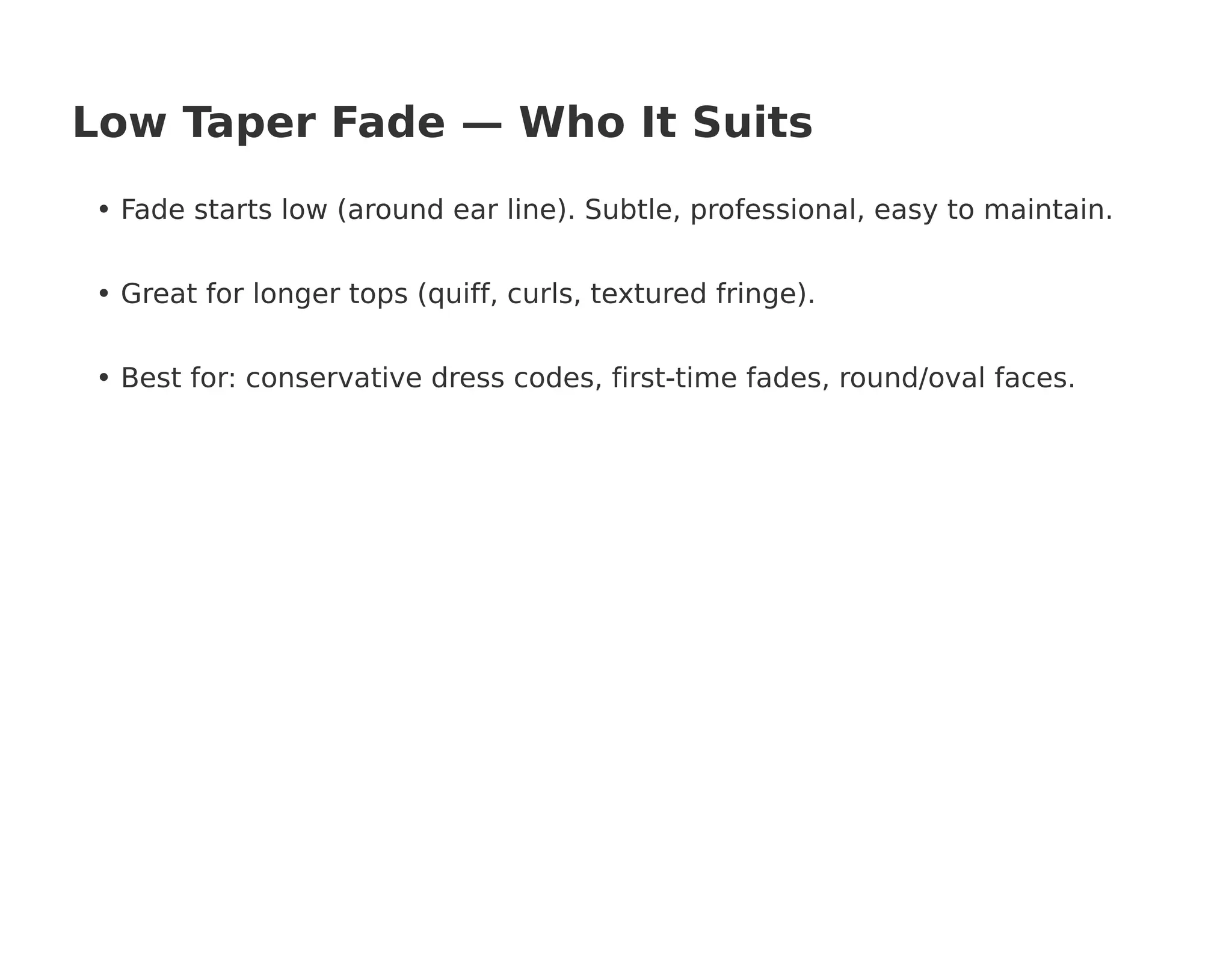 Low vs Mid vs High Taper Fade (2025): A Simple Barber-Ready Guide | PDF