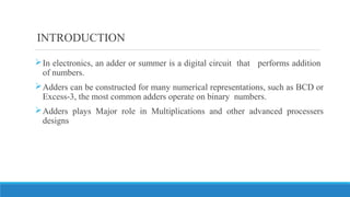 Low power & area efficient carry select adder | PPT
