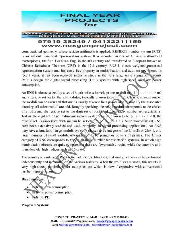 Low Power Cost Rns Comparison Via Partitioning The Dynamic Range Pdf