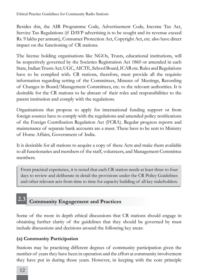 Ethical Practice Guidelines for Community Radio Stations | PDF