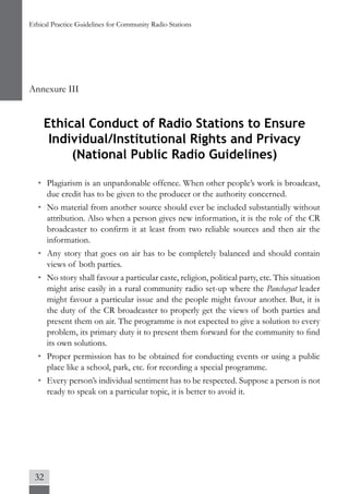 Ethical Practice Guidelines for Community Radio Stations | PDF