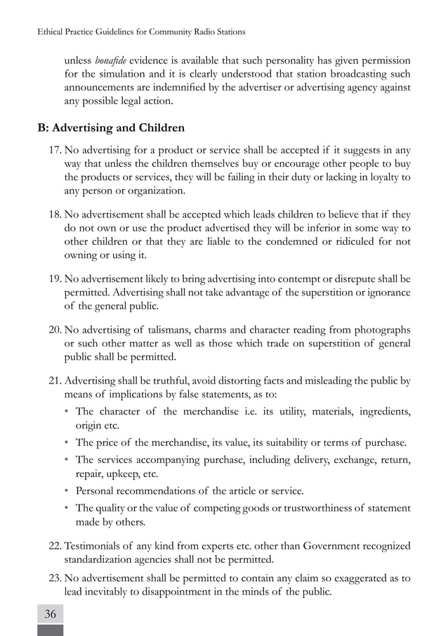 Ethical Practice Guidelines for Community Radio Stations | PDF