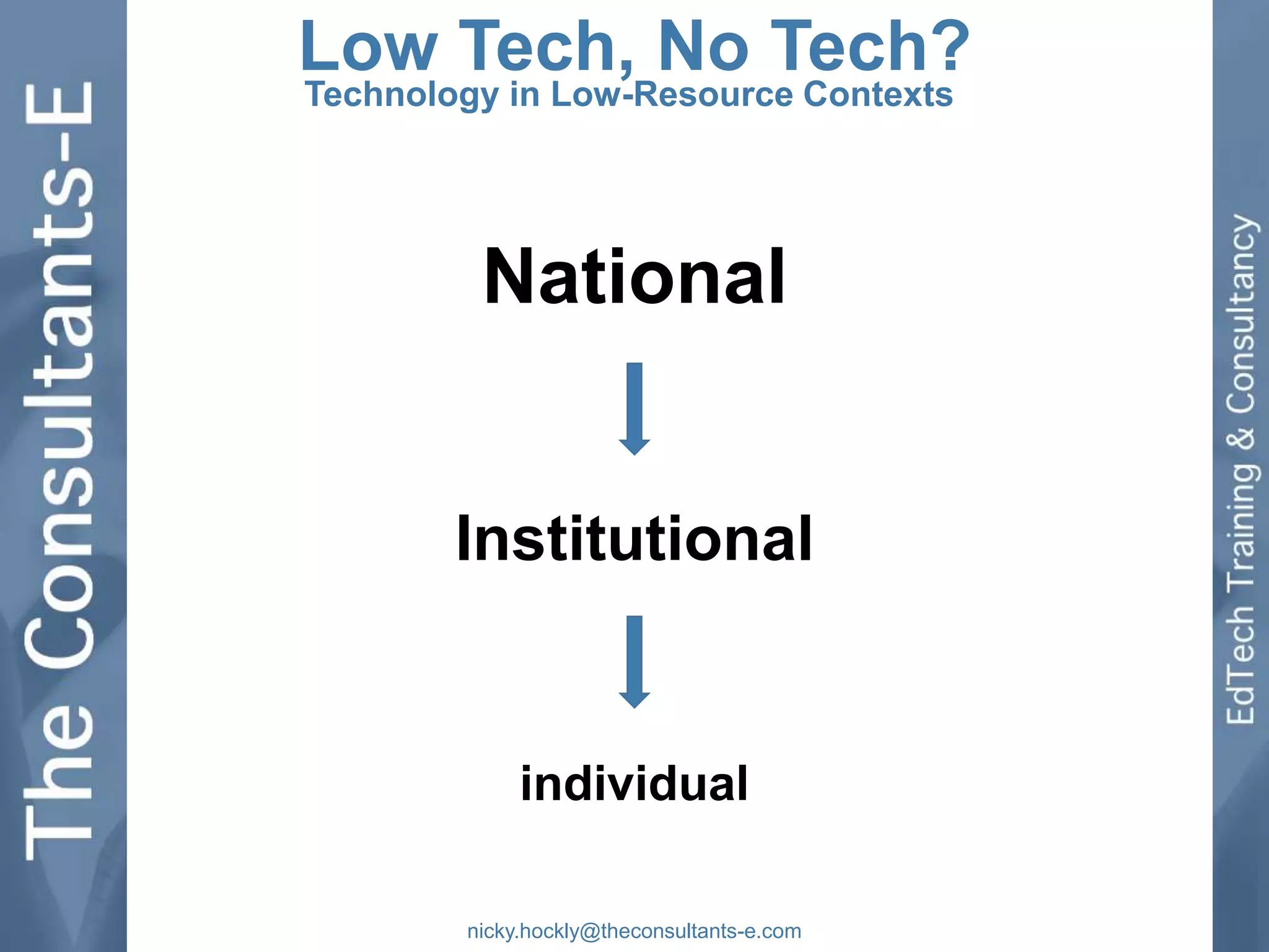 No tech, low tech? Teaching and technology in low resource ELT contexts ...