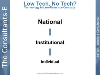 No tech, low tech? Teaching and technology in low resource ELT contexts | PPTX