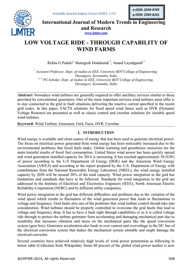 LOW VOLTAGE RIDE - THROUGH CAPABILITY OF WIND FARMS | PDF