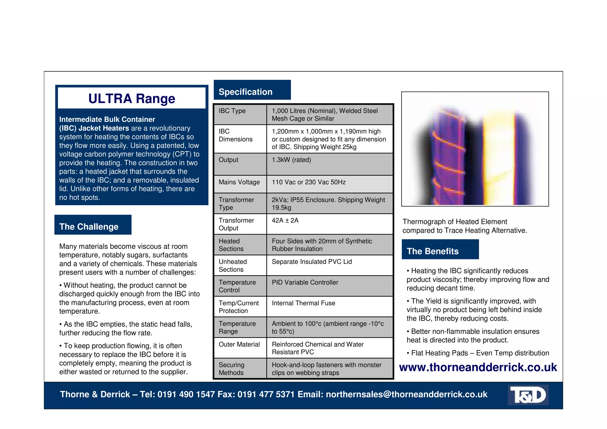 Low Voltage Ultra Ibc Heating Jacket Spec Sheet | PDF