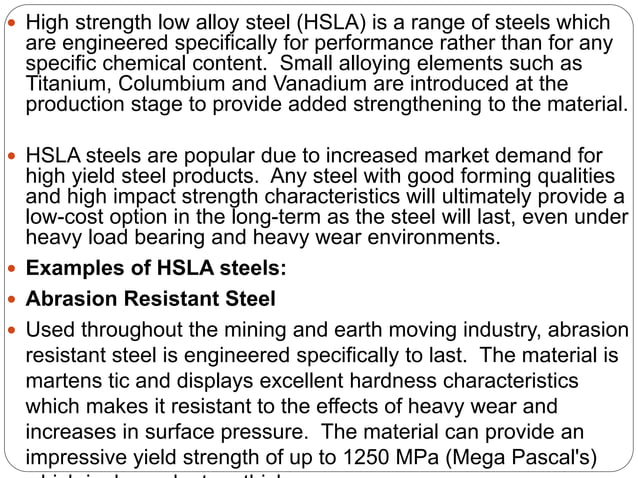 What Is High Strength Low Alloy Steel (HSLA)? | PPT