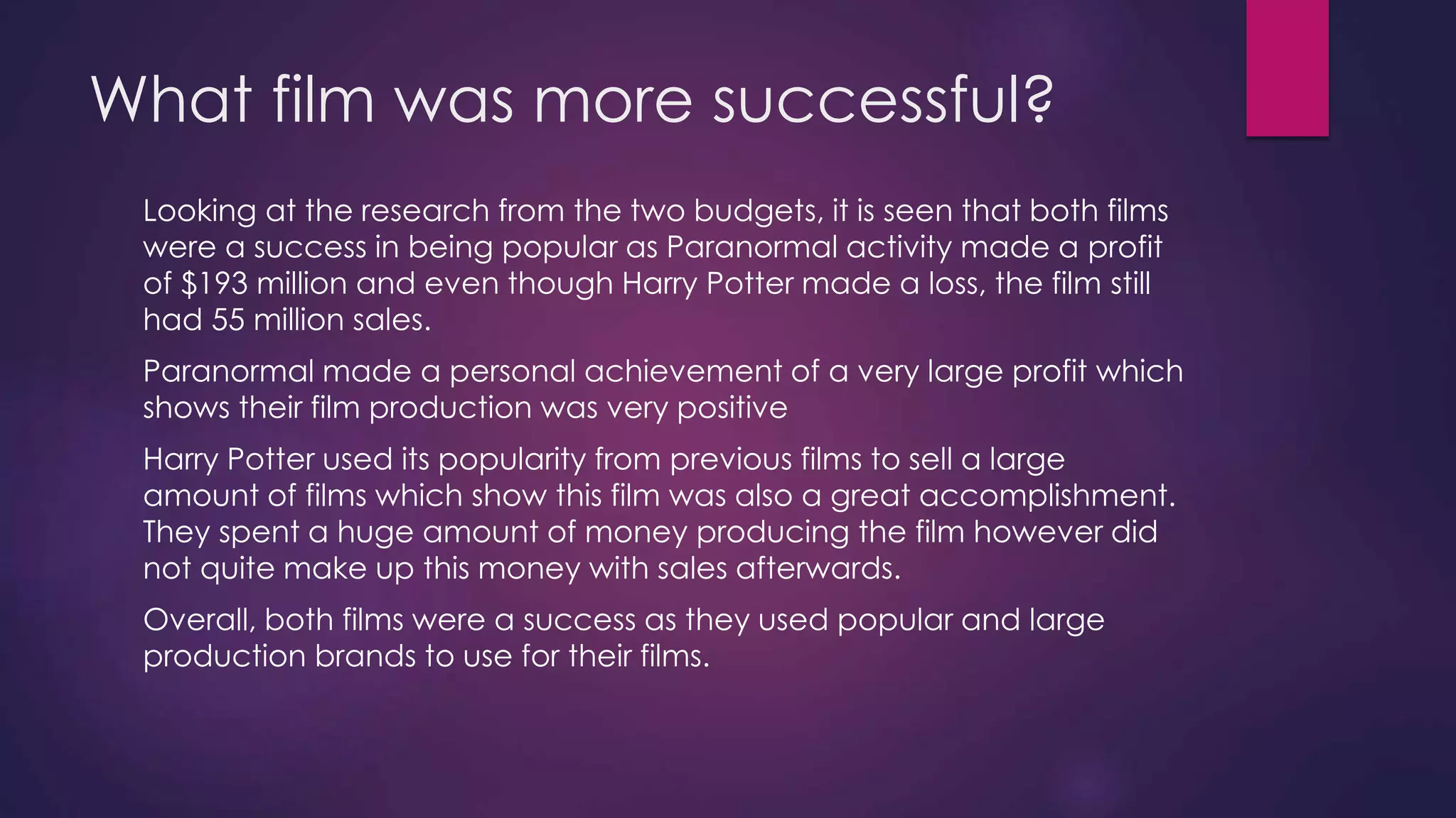 Low and high budget films | PPTX