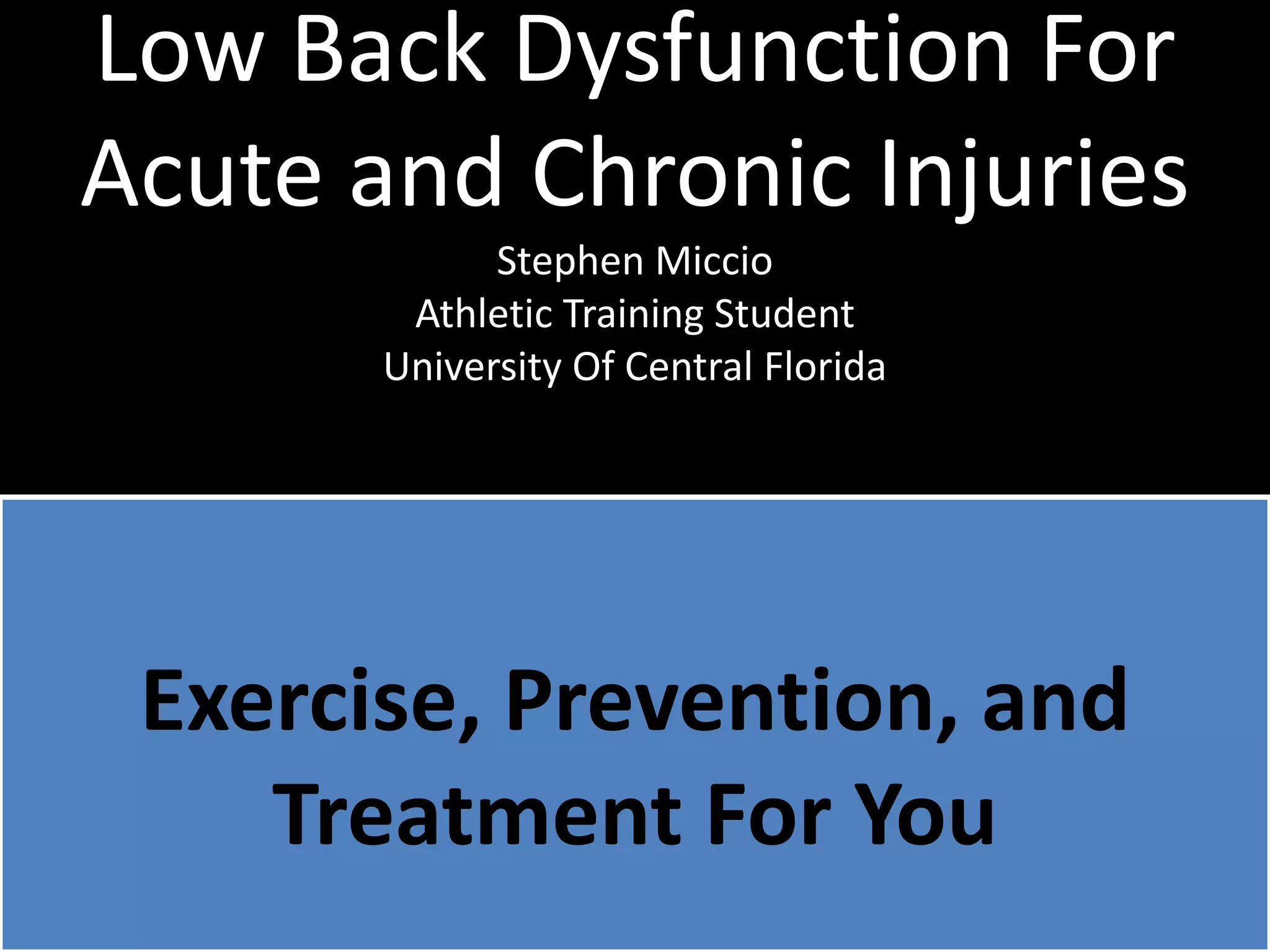 Low back dysfunction for acute and chronic injuries | PPT