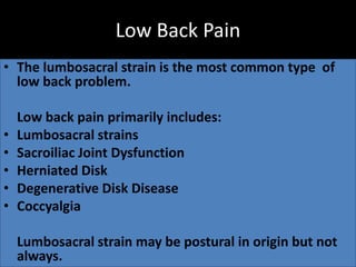 Low back dysfunction for acute and chronic injuries | PPT
