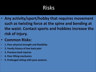 Low back dysfunction for acute and chronic injuries | PPT