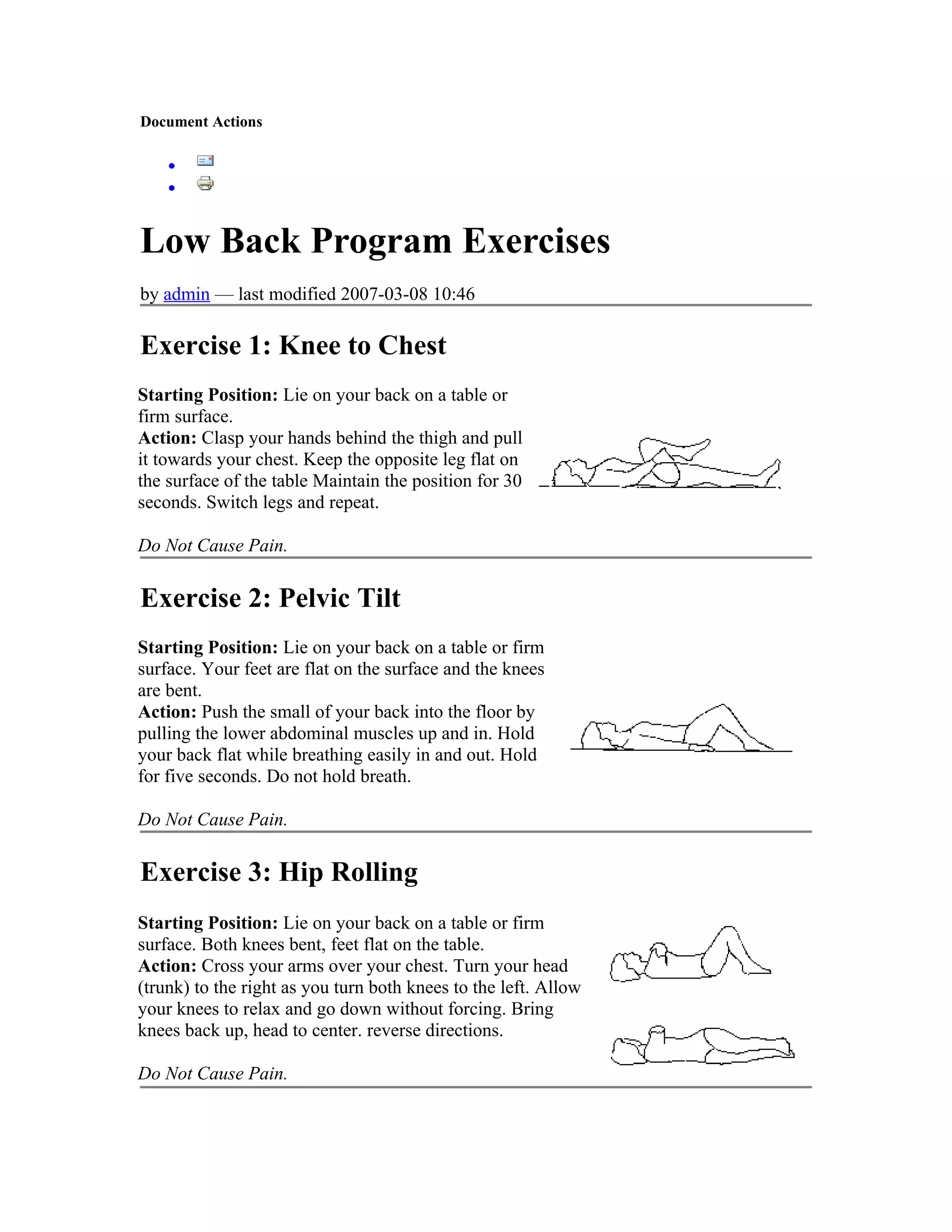 Low Back Exercise | PDF