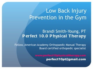 Low back injury prevention in the gym | PPT
